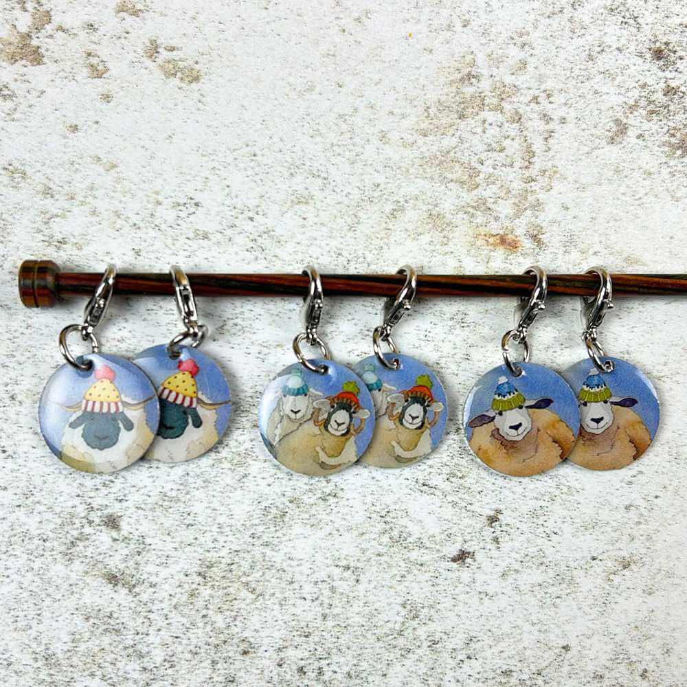 Emma Ball - 6 x Happy Sheep Crochet Stitch Markers - Yarn Worx